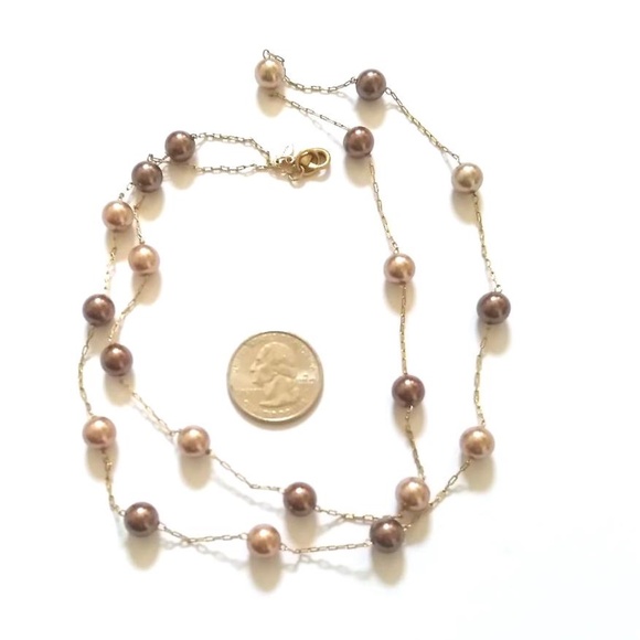 Rmn | Jewelry | Rmn Beige Brown Faux Pearl Necklace | Poshmark